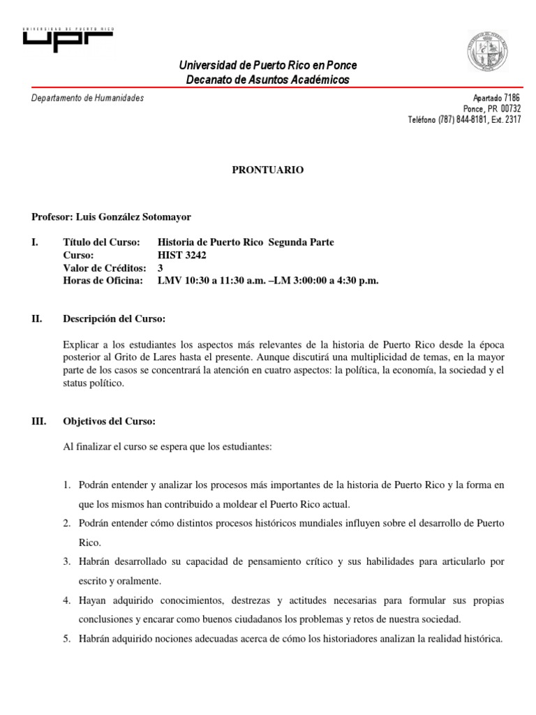 Prontuario Historia de Puerto Rico 3242 | PDF | Puerto Rico | Agitación
