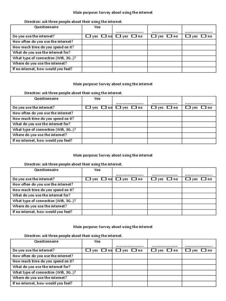Internet Usage Survey Questionnaire | PDF | Computers