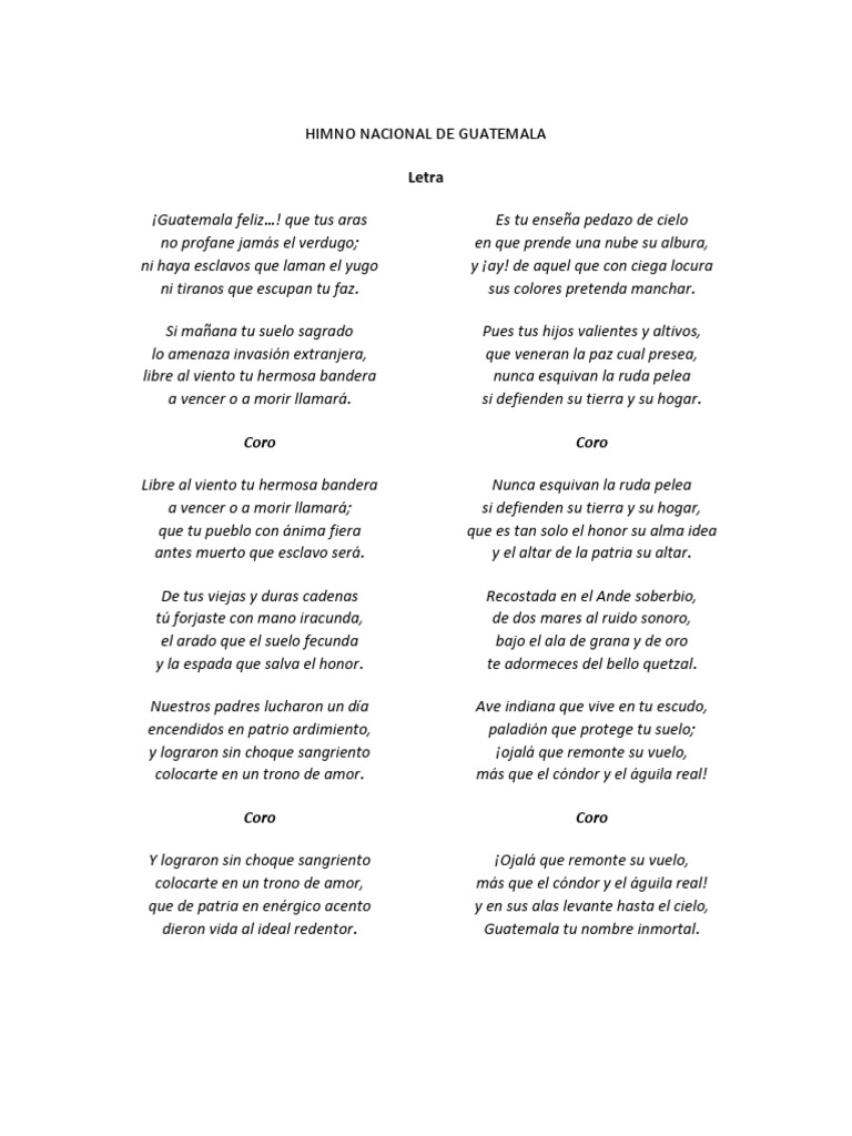 Himno Nacional de Guatemala | PDF | Guatemala