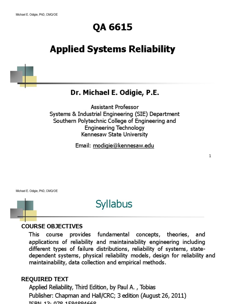 QA 6615 Lecture 1-Chapter 1 | PDF | Reliability Engineering | Determinism