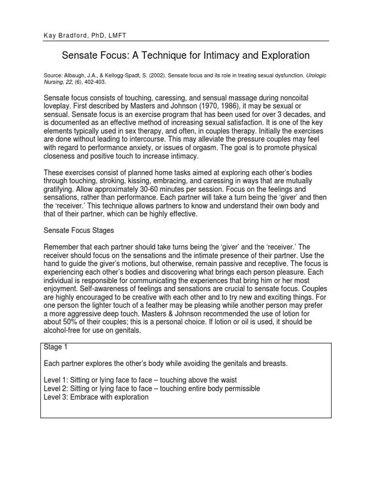 Sensate Focus Ejercicios | PDF | Orgasm | Sexual Intercourse