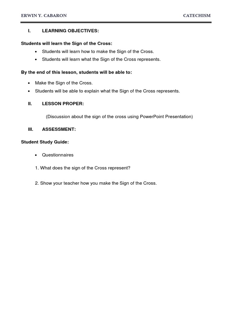 The Sign of The Cros | PDF | Language Arts & Discipline