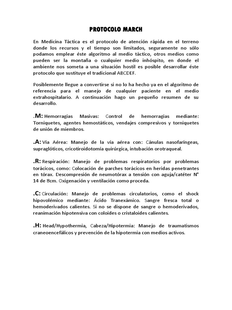 Protocolo March | PDF | Reanimación cardiopulmonar | Epidemiología