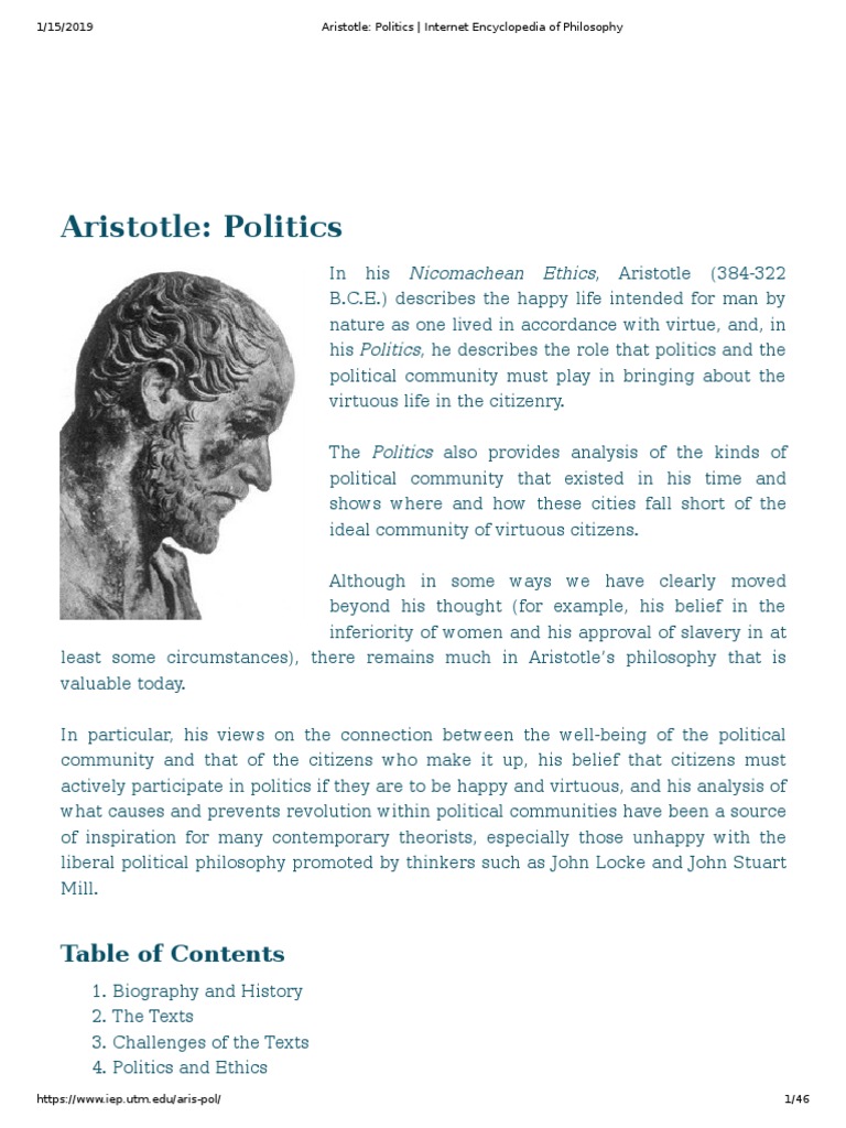 Aristotle's Politics | PDF | Aristotle | Reason