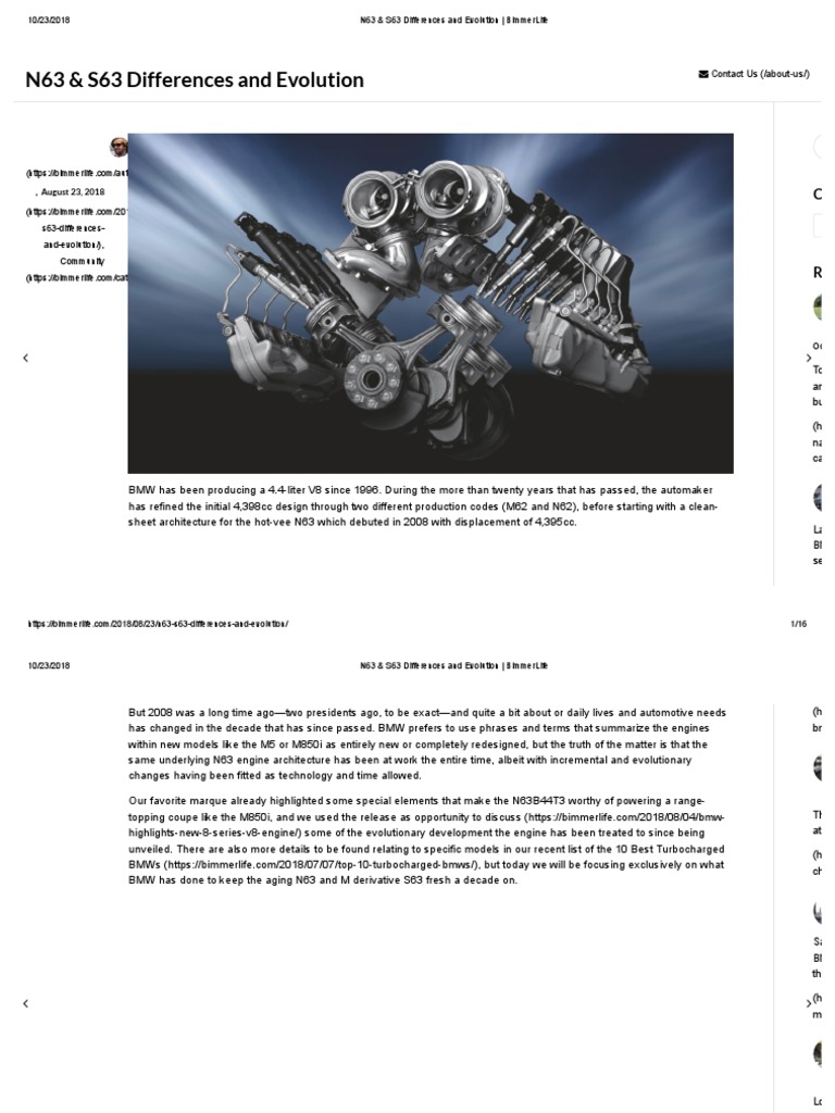 BMW V8s N63 & S63 Differences and Evolution | PDF | Engines | Vehicle ...