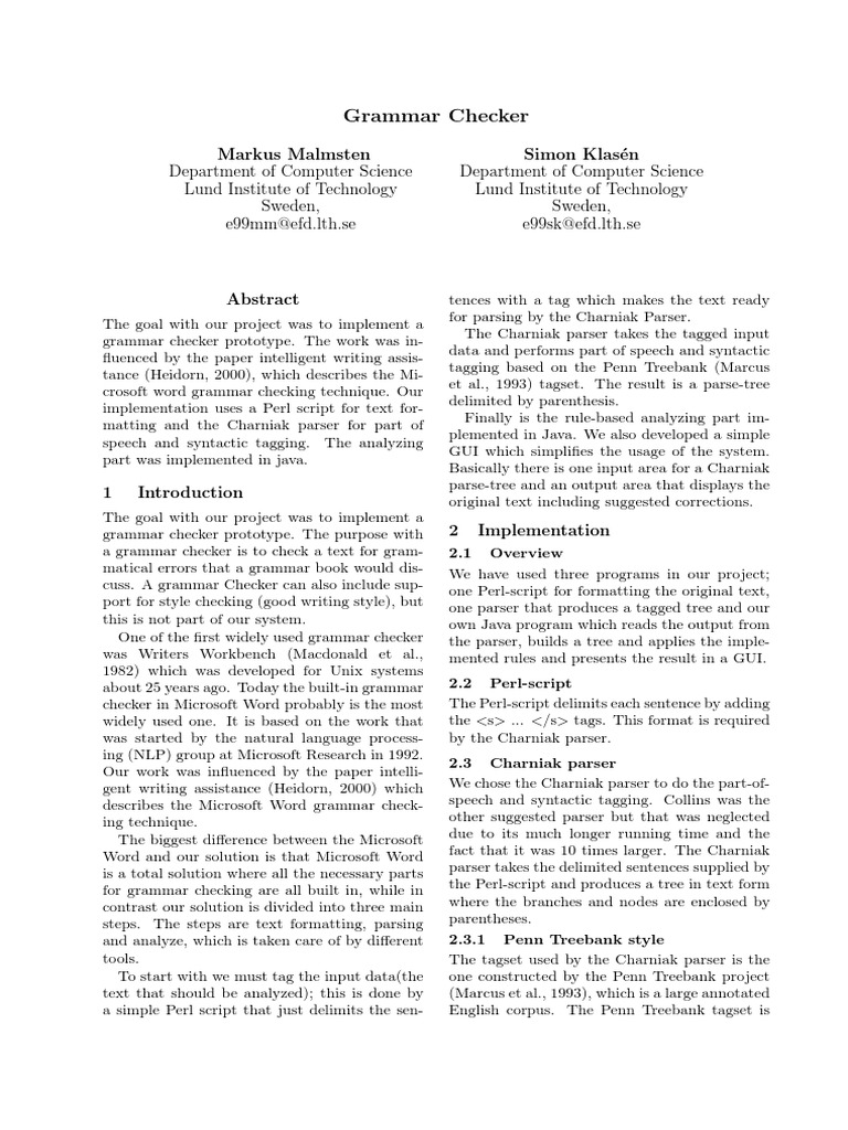 Grammar Checker Prototype Study | PDF | Parsing | Phrase