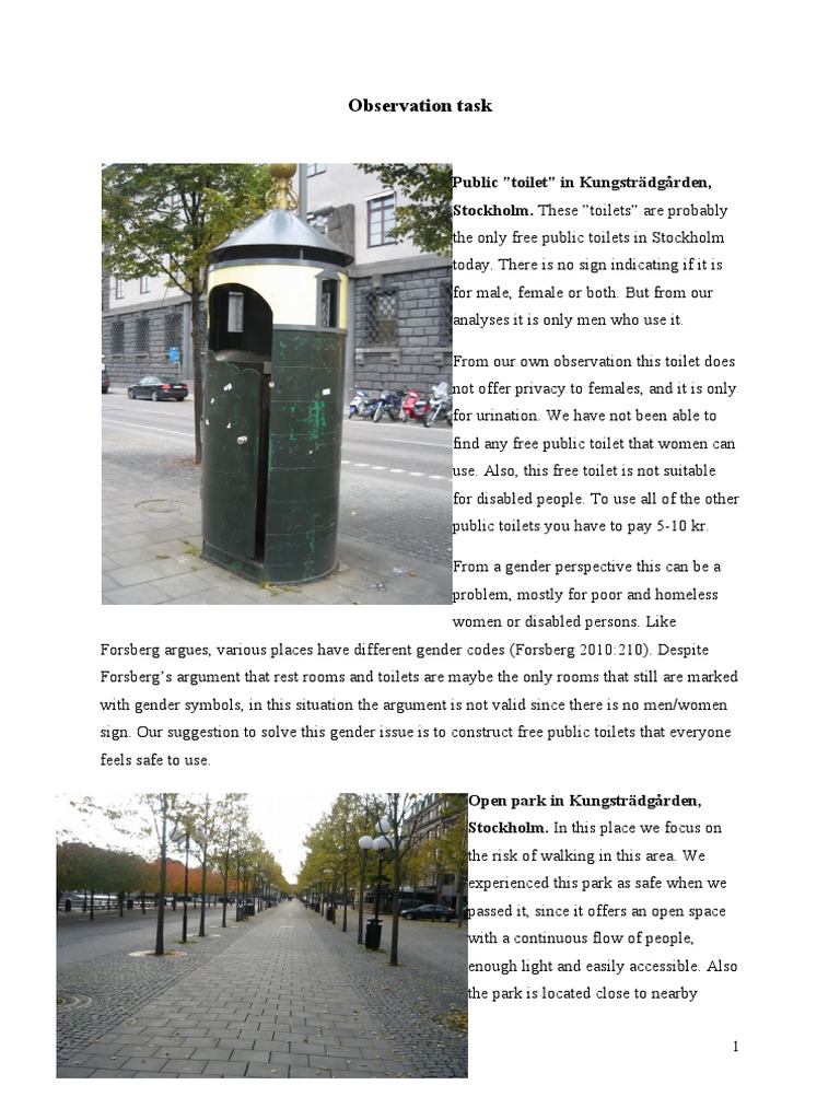 Observation Task: Public "Toilet" in Kungsträdgården, Stockholm. These ...