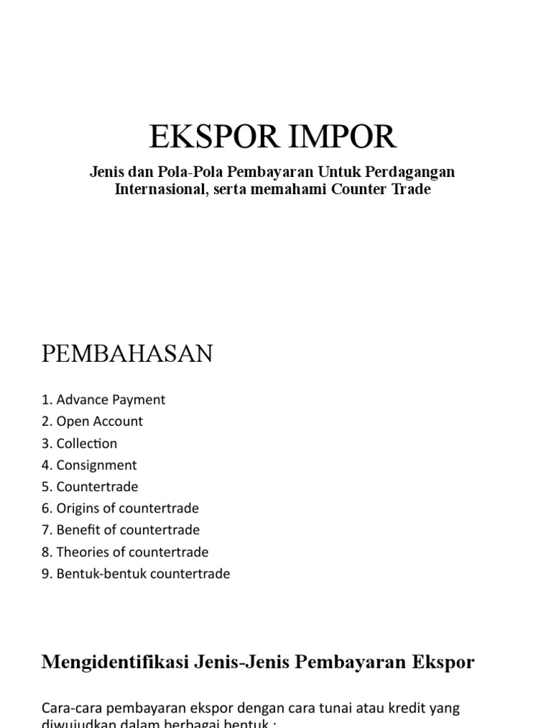 7-Jenis Dan Pola-Pola Pembayaran Untuk Perdagangan Internasional, Serta ...
