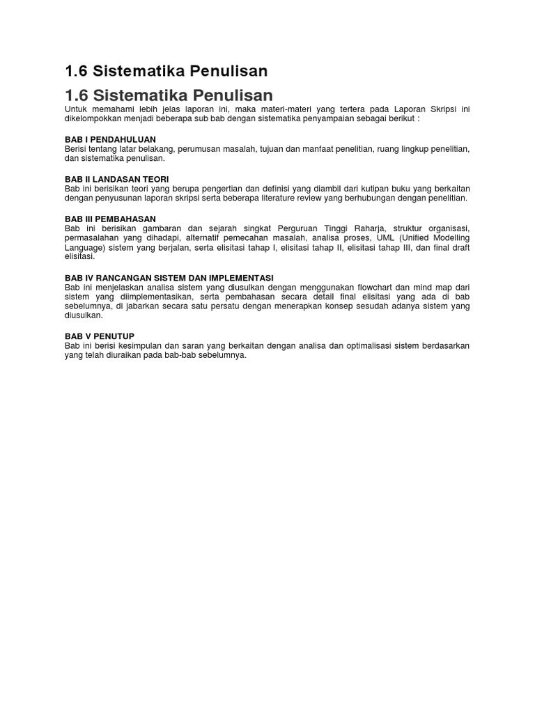 Contoh Sistematika Penulisan | PDF