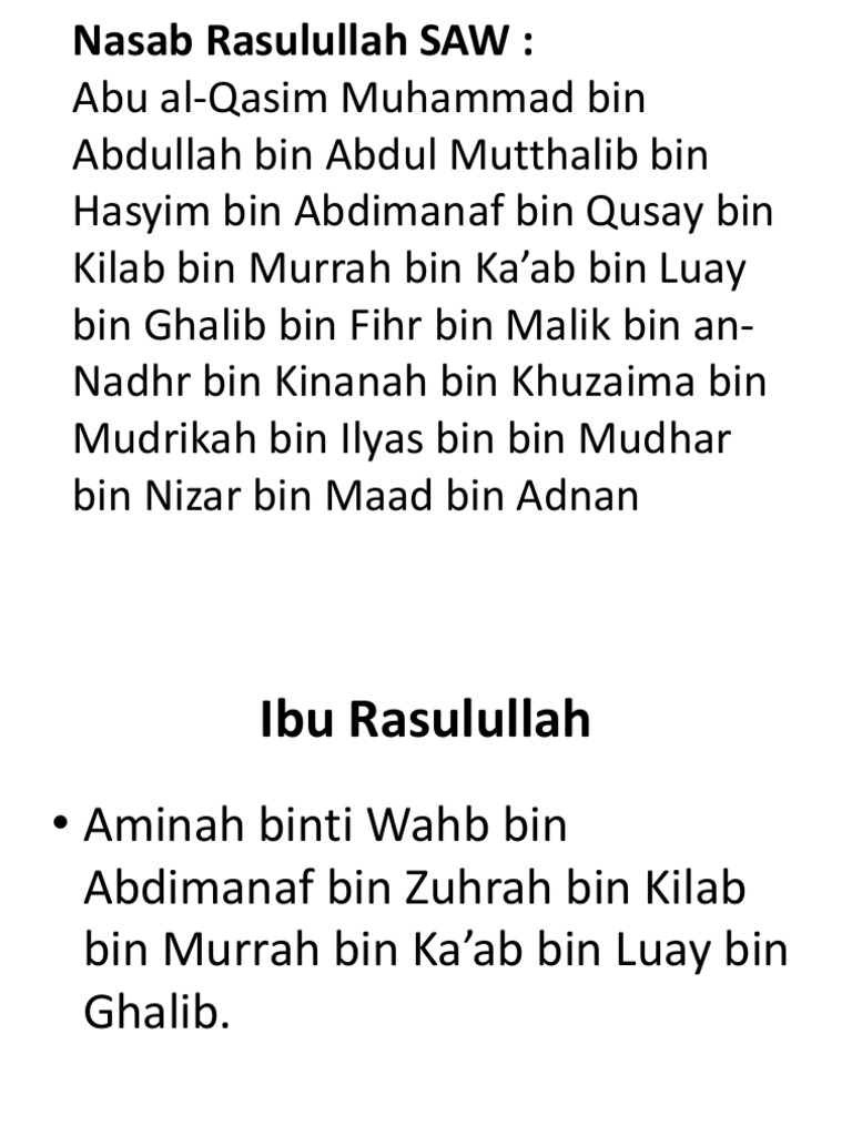 Nasab Rasulullah SAW | PDF