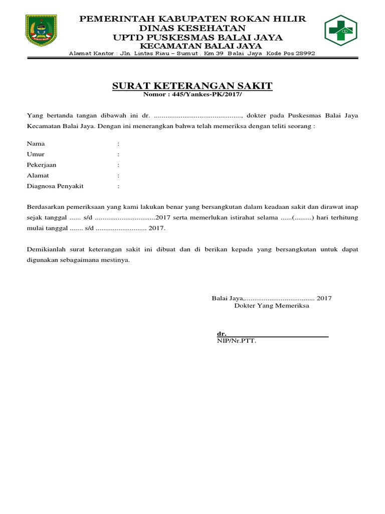 Blanko Kosong Surat Sakit | PDF