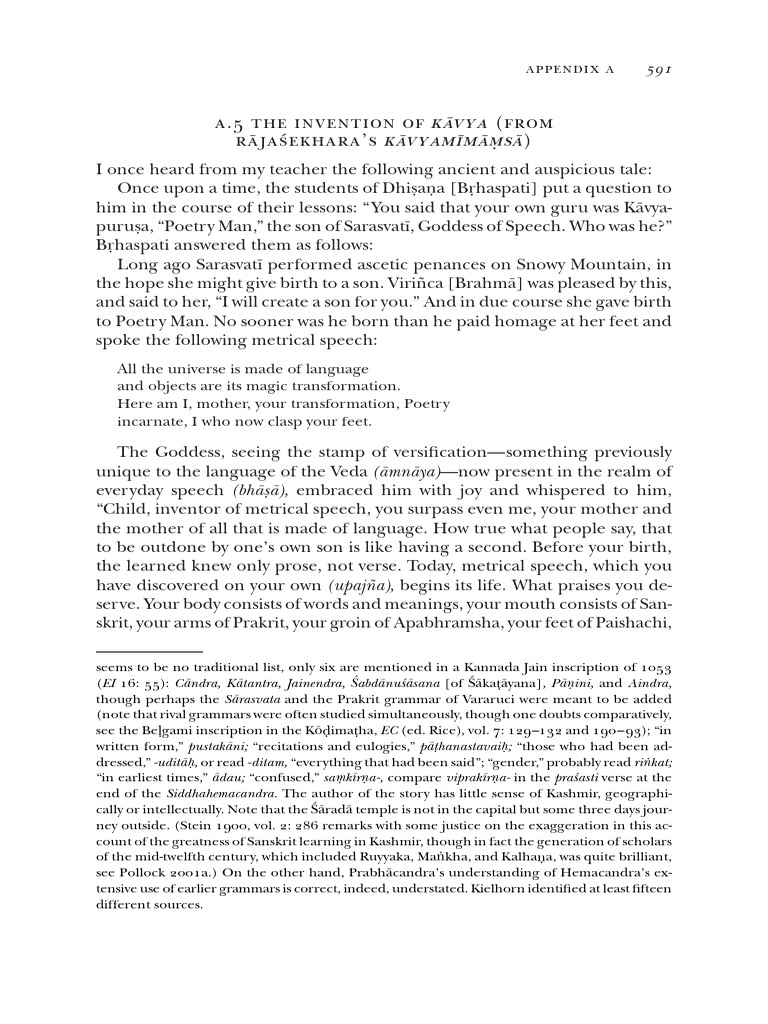 The Invention of Kavya - Appendix A.5 | PDF | Sanskrit | Poetry