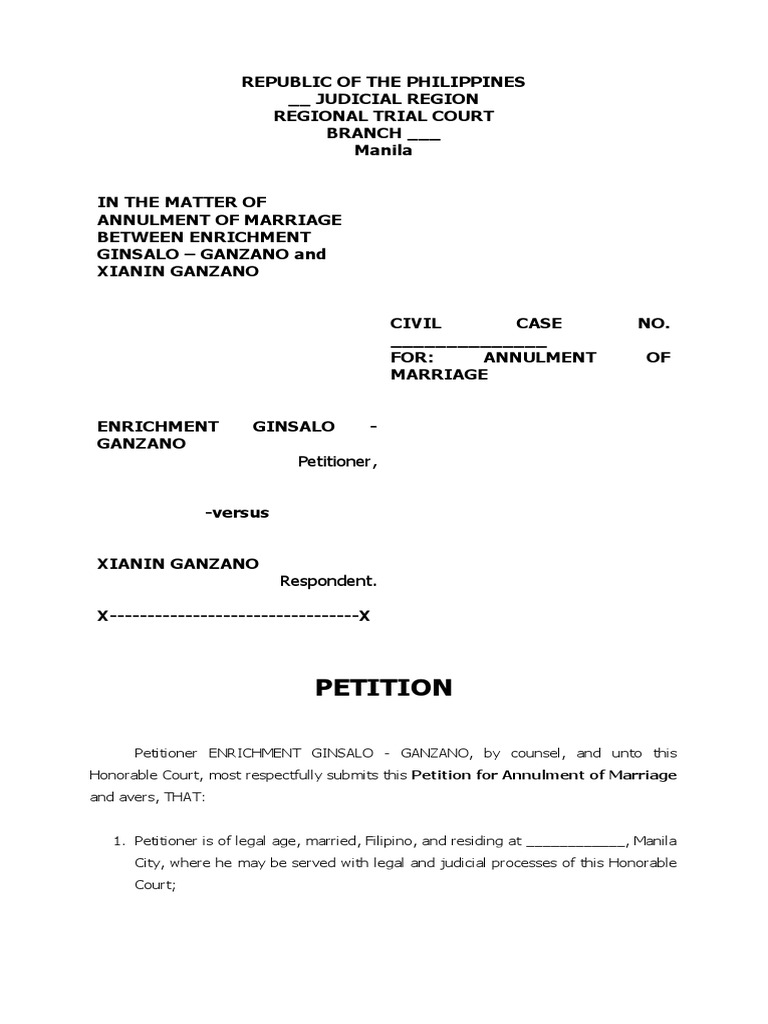 Sample of Petition | PDF | Marriage | Virtue