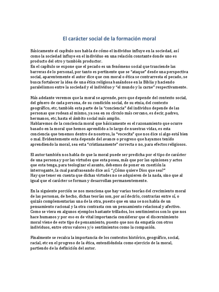 Caracter Social De La Moral