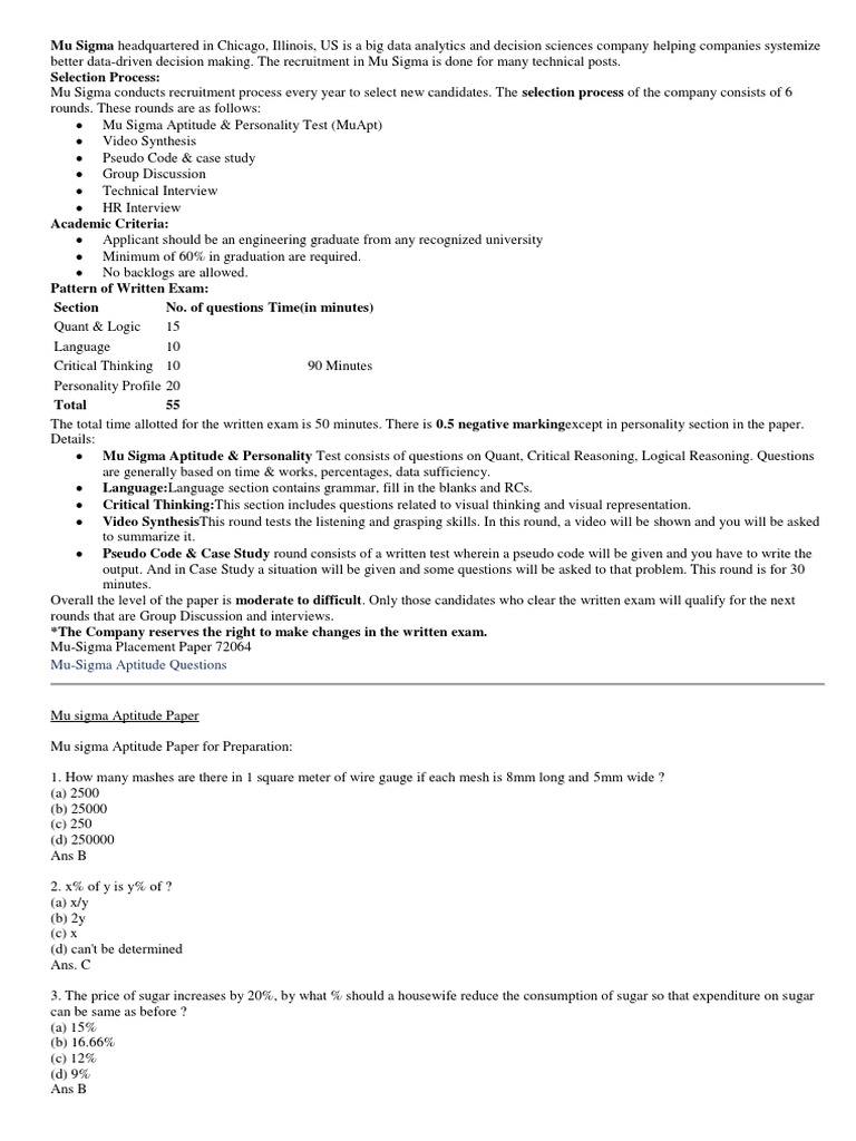 Mu Sigma July | PDF | Printing