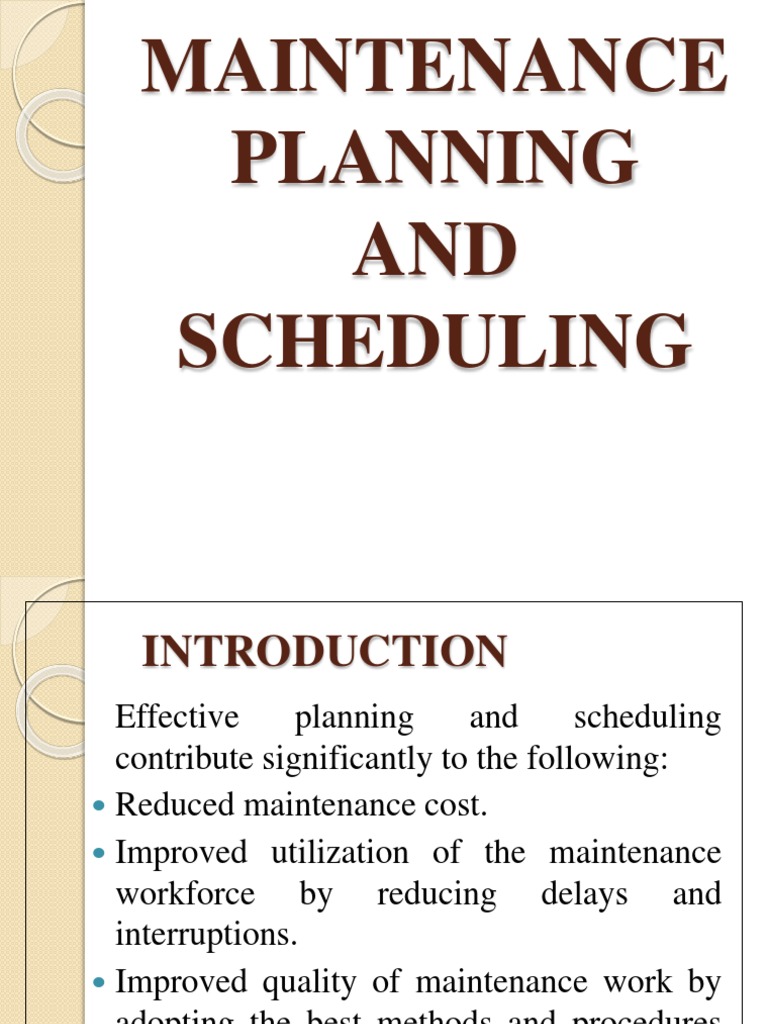 Maintenance Planning & Scheduling | PDF | Forecasting | Scheduling (Computing)
