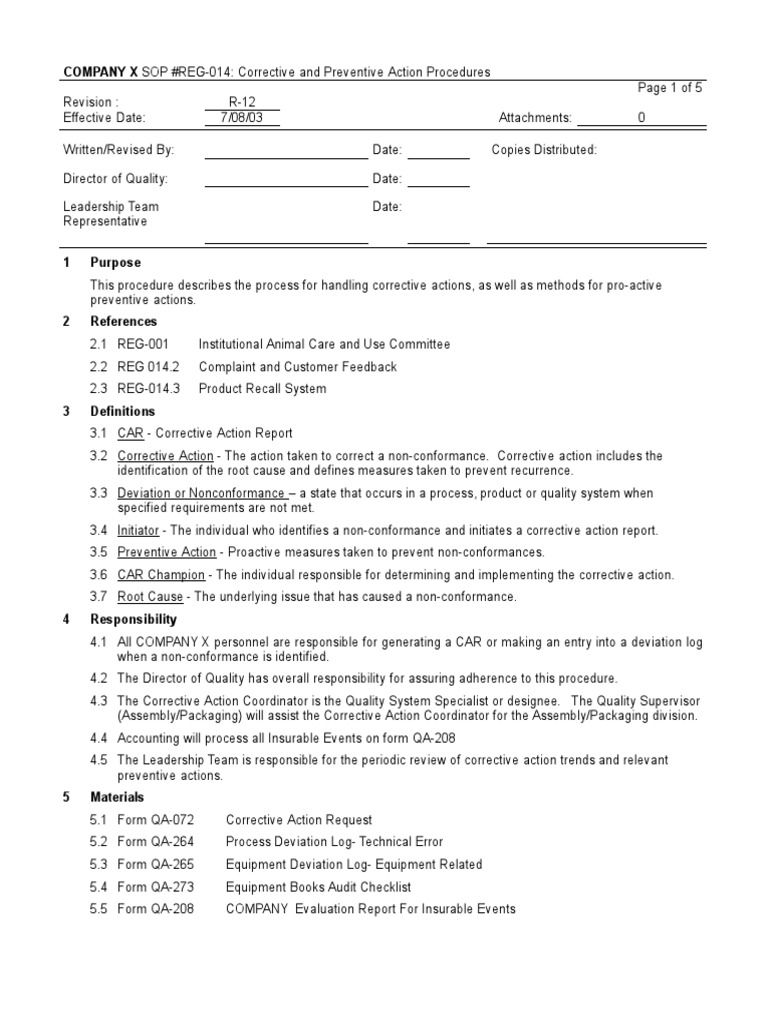 CAPA Example | PDF | Business