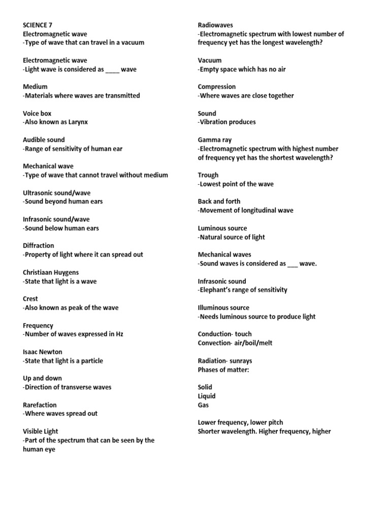 Science 7 3rd Quarter | PDF | Waves | Light