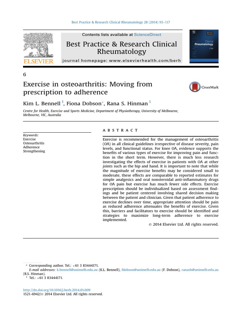 Best Practice & Research Clinical Rheumatology: Kim L. Bennell, Fiona ...