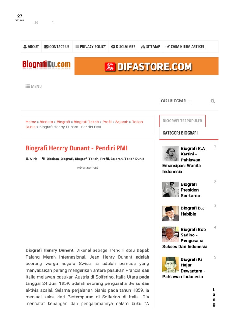 Biografi Henrry Dunant - Pendiri PMI - BiografiKu - Com - Biografi Dan Profil Tokoh Terkenal Di ...