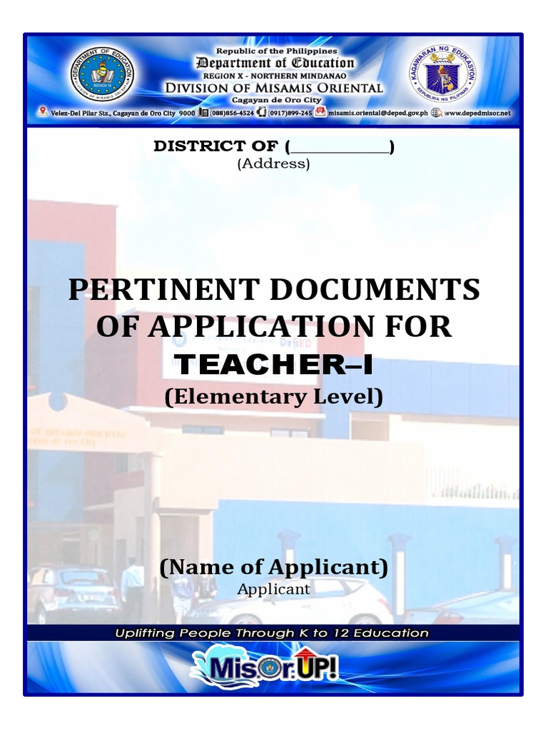 Pertinent Documents of Application For: Teacher-I | PDF