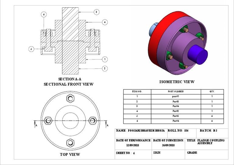 Isometric View Sectional Front View: Section A-A | PDF