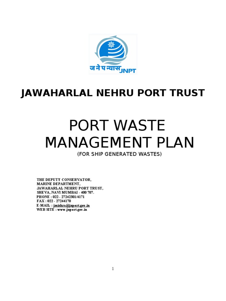 JNPT Ship Waste Management Plan | PDF | Ships | Shipping