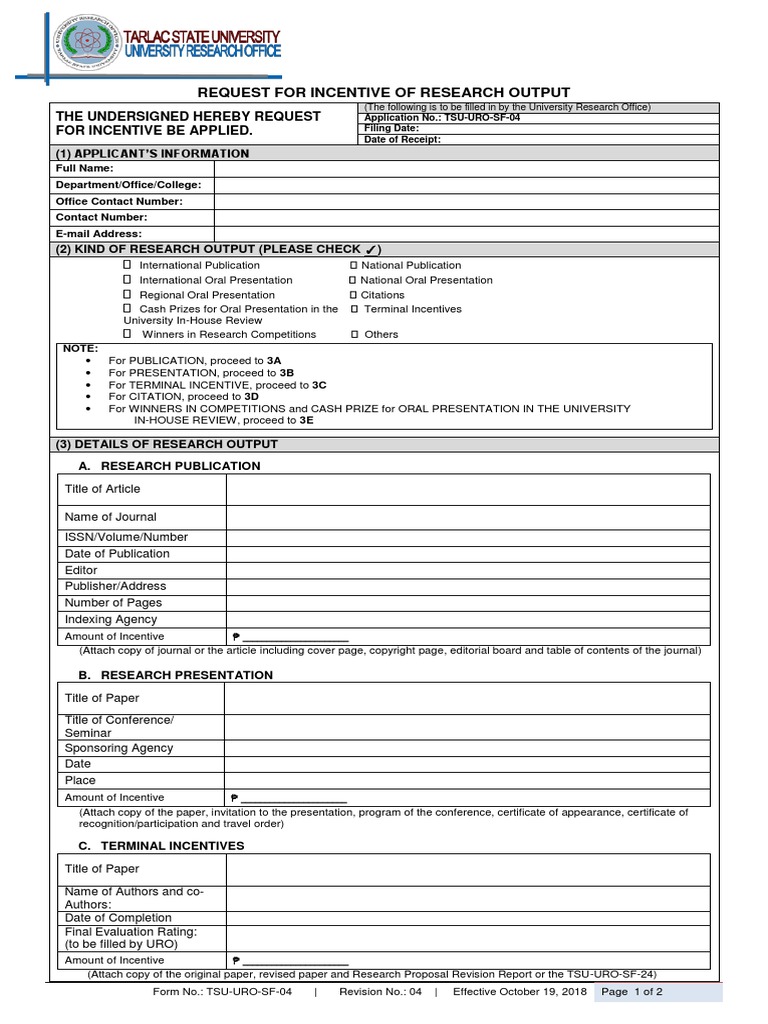 Request For Incentive of Research Output | PDF | Academic Journal ...