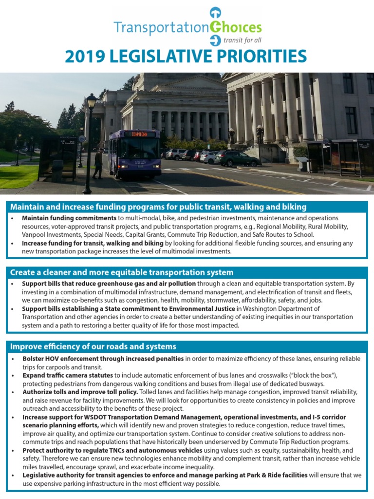TCC - 2019 Legislative Priorities One Pager | PDF | Public Transport ...