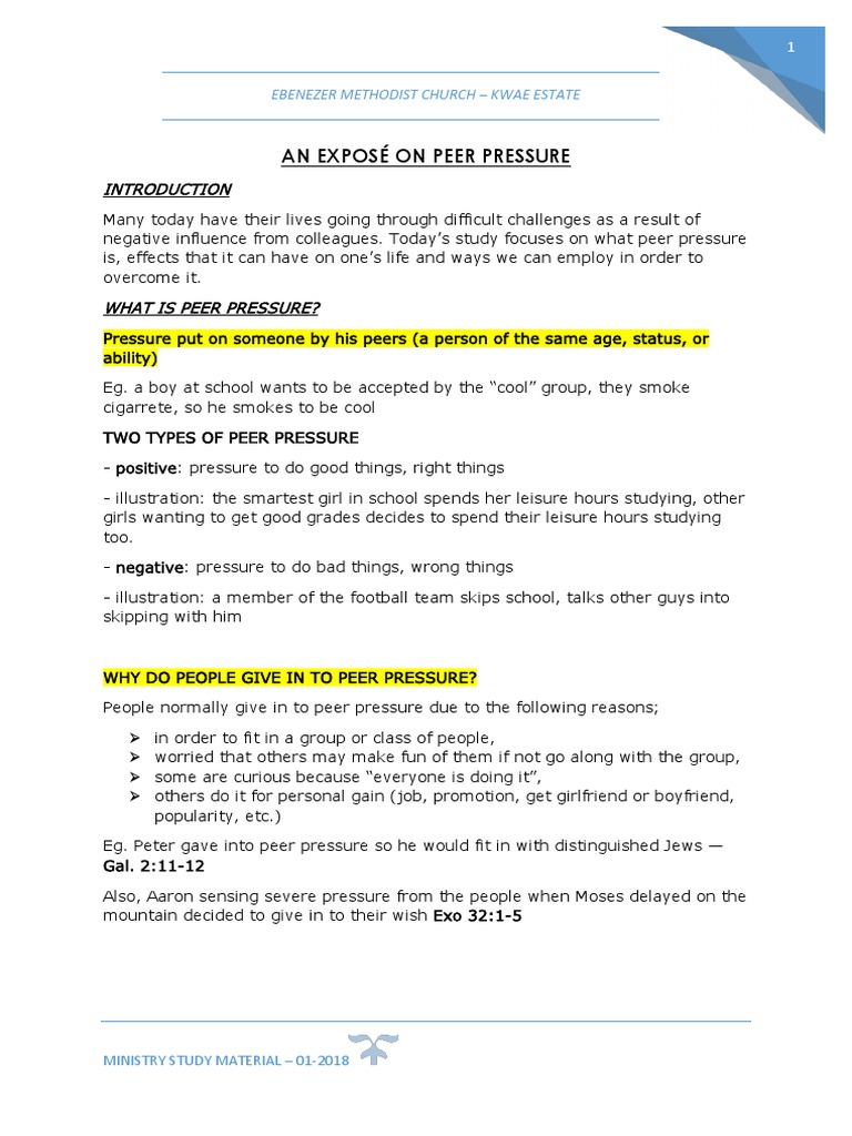 Dealing With Peer Pressure | PDF | Adolescence