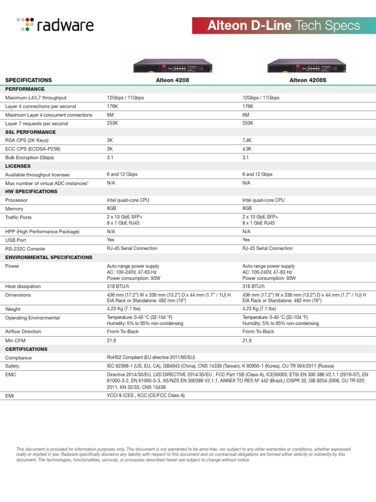 Radware Alteon D-Line Tech | PDF | Central Processing Unit | Random ...