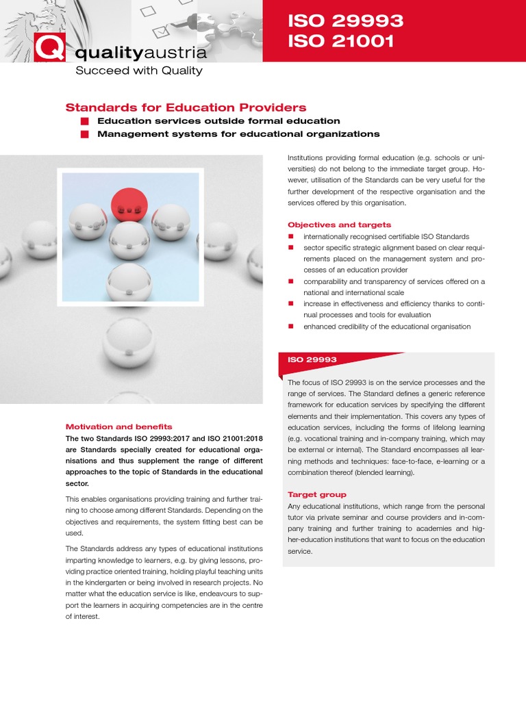 Flyer ISO-29993 ISO-21001 2018 en | PDF | Standardization | Iso 9000