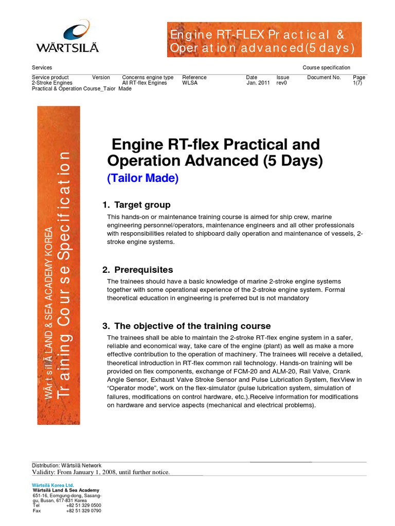 Engine RT-flex Practical & Operation Advanced (5 Days) - Tailor Made ...