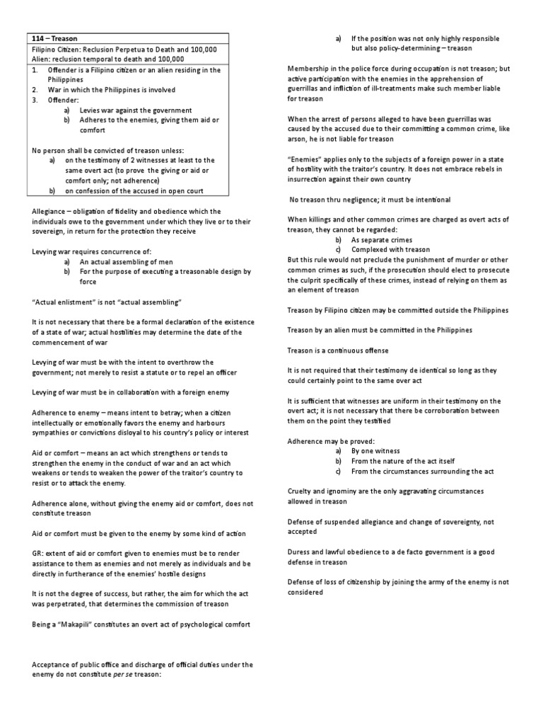 Crim 2 Reviewer | PDF | Treason | Arrest