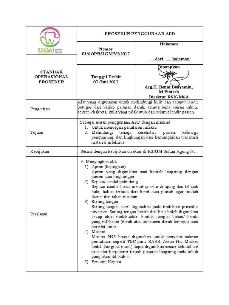 Prosedur Penggunaan Apd | PDF