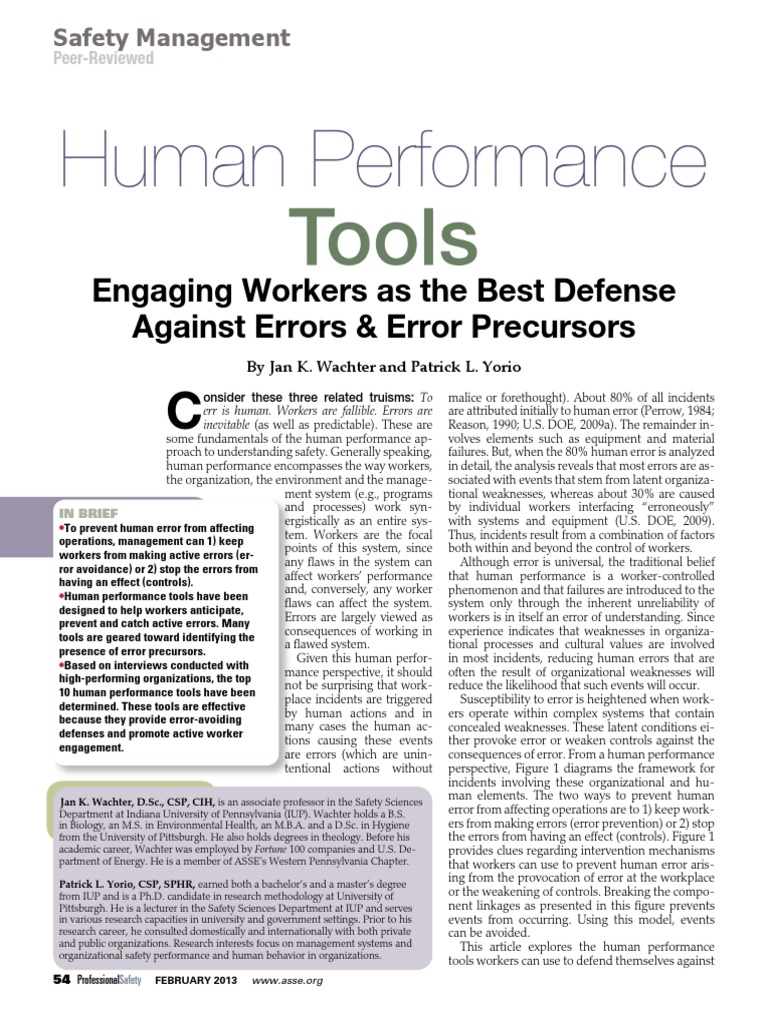 Human Performance Tools Article | PDF | Situation Awareness | Bias