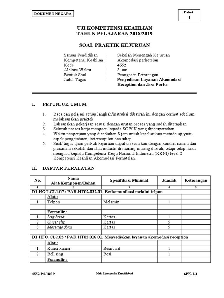 4552 P4 SPK Akomodasi Perhotelan K13 | PDF