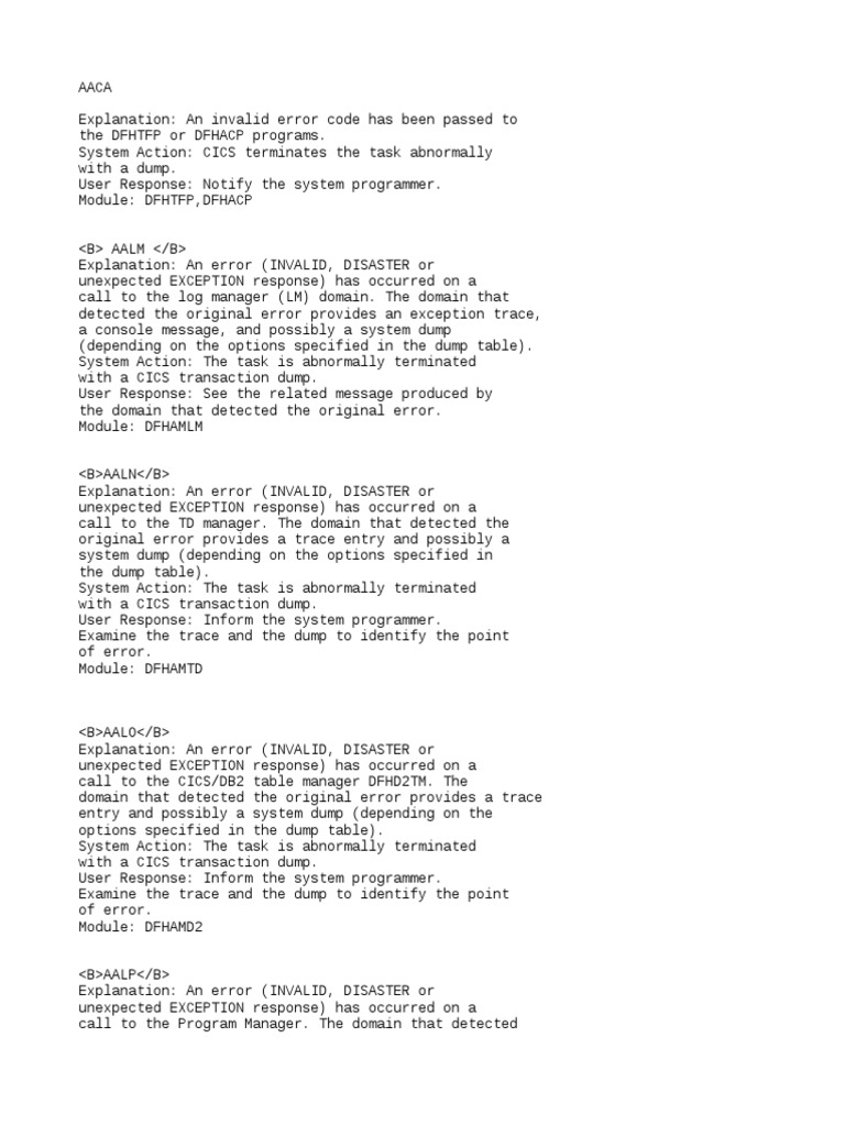 CICS Abend Codes | PDF | Command Line Interface | Computer Architecture