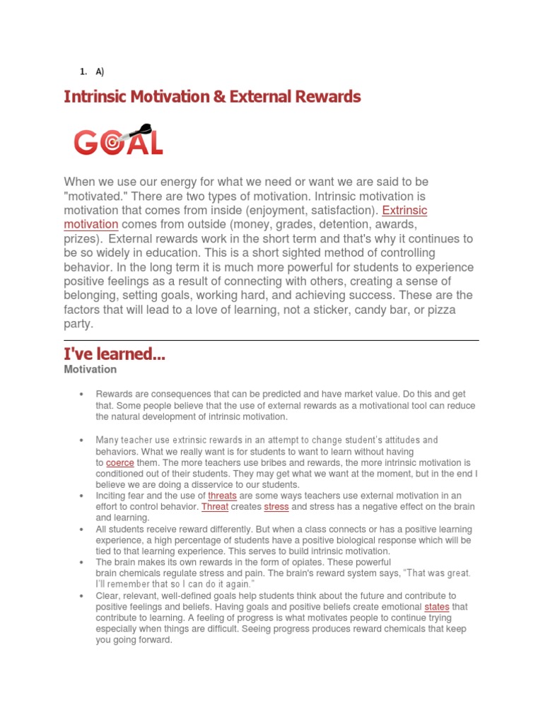 Intrinsic Motivation & External Rewards | PDF | Reward System | Motivation