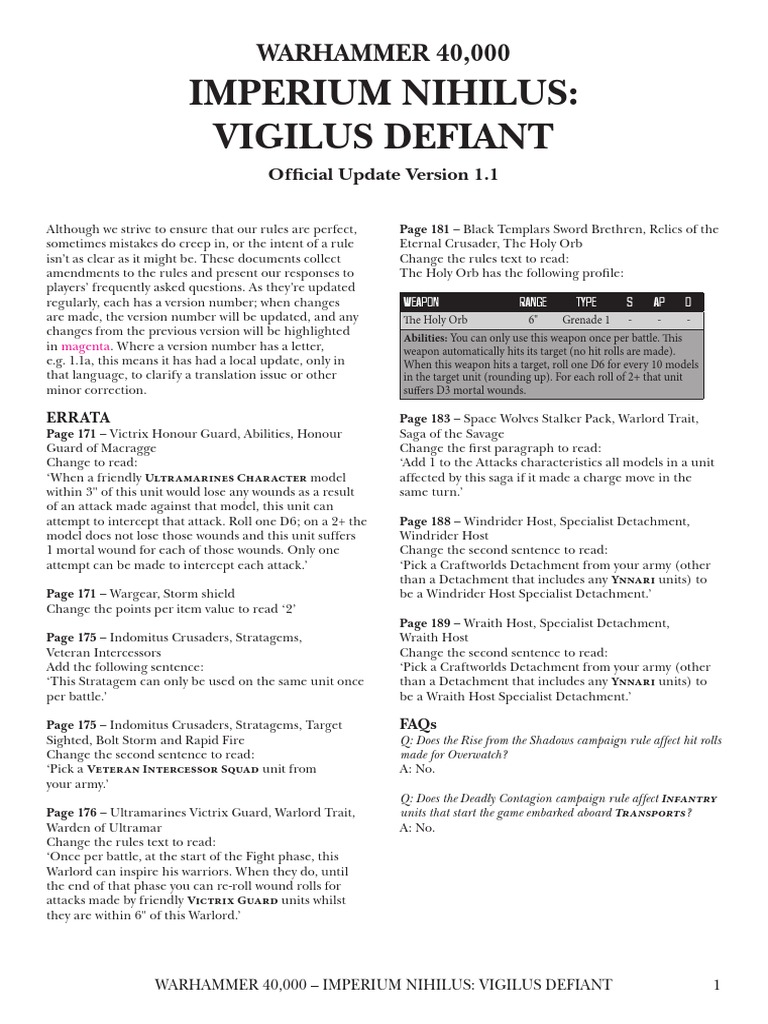 Warhammer 40000 Imperium Nihilus Vigilus Defiant en PDF | PDF | Leisure ...