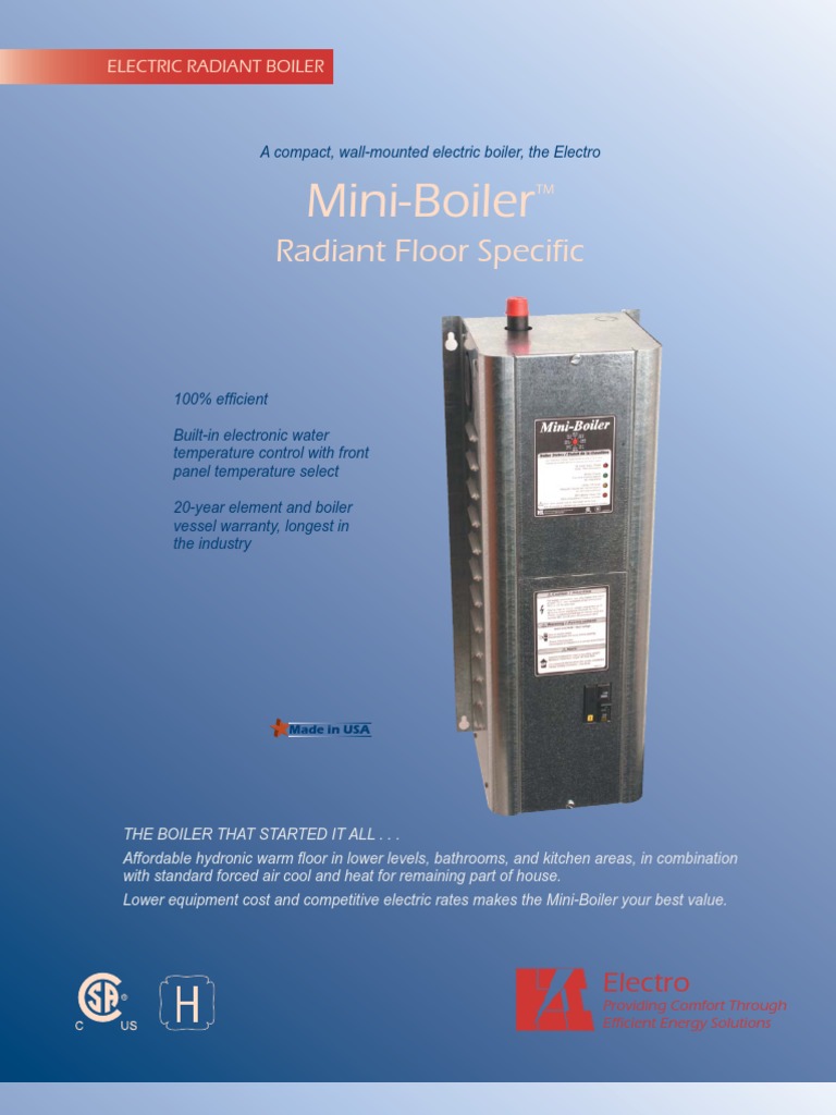 Electro Industries EMB-H-5 WarmFlo Radiant Heating Modulating Electric Boiler-15,000BTU, 240V, 4 ...