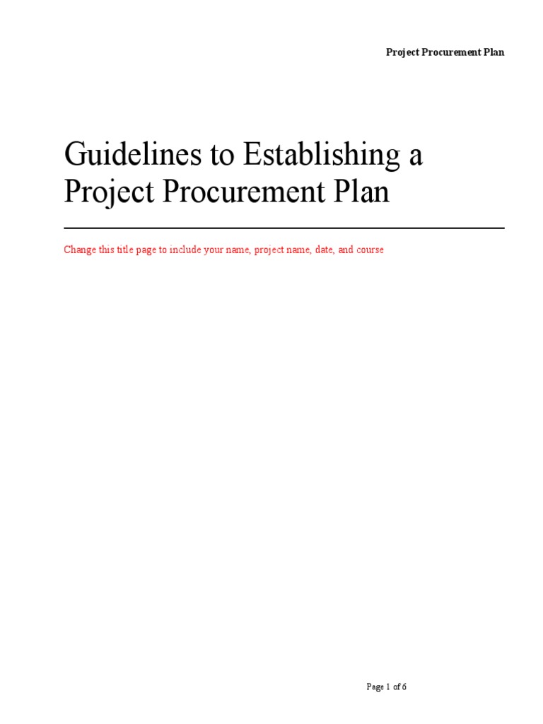 Guidelines To Establishing A Project Procurement Plan | PDF ...