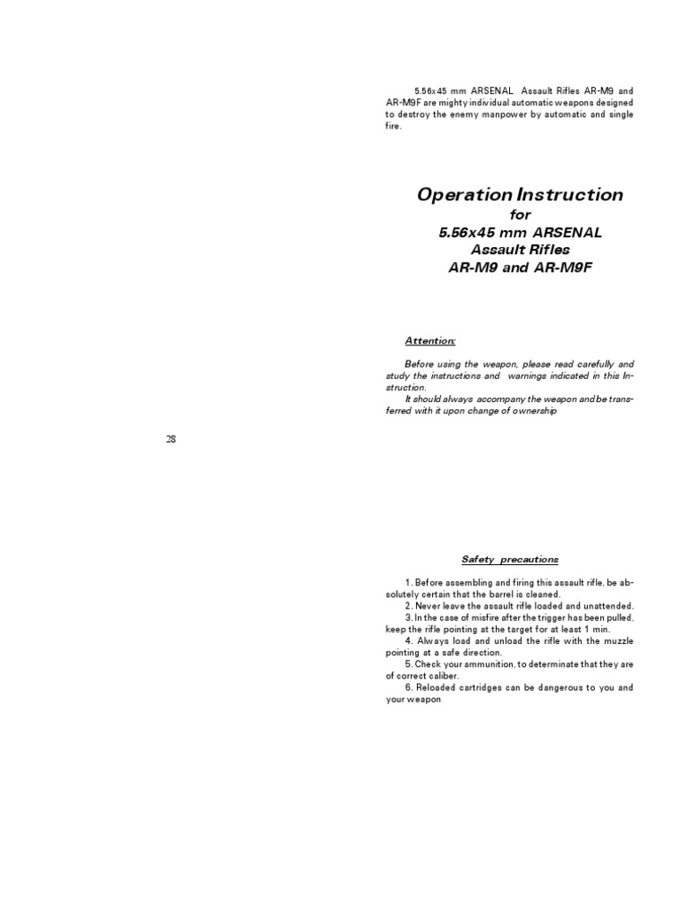 556x45mm AR-M9 and AR-M9F Operation Instruction | PDF | Rifle | Gun Barrel