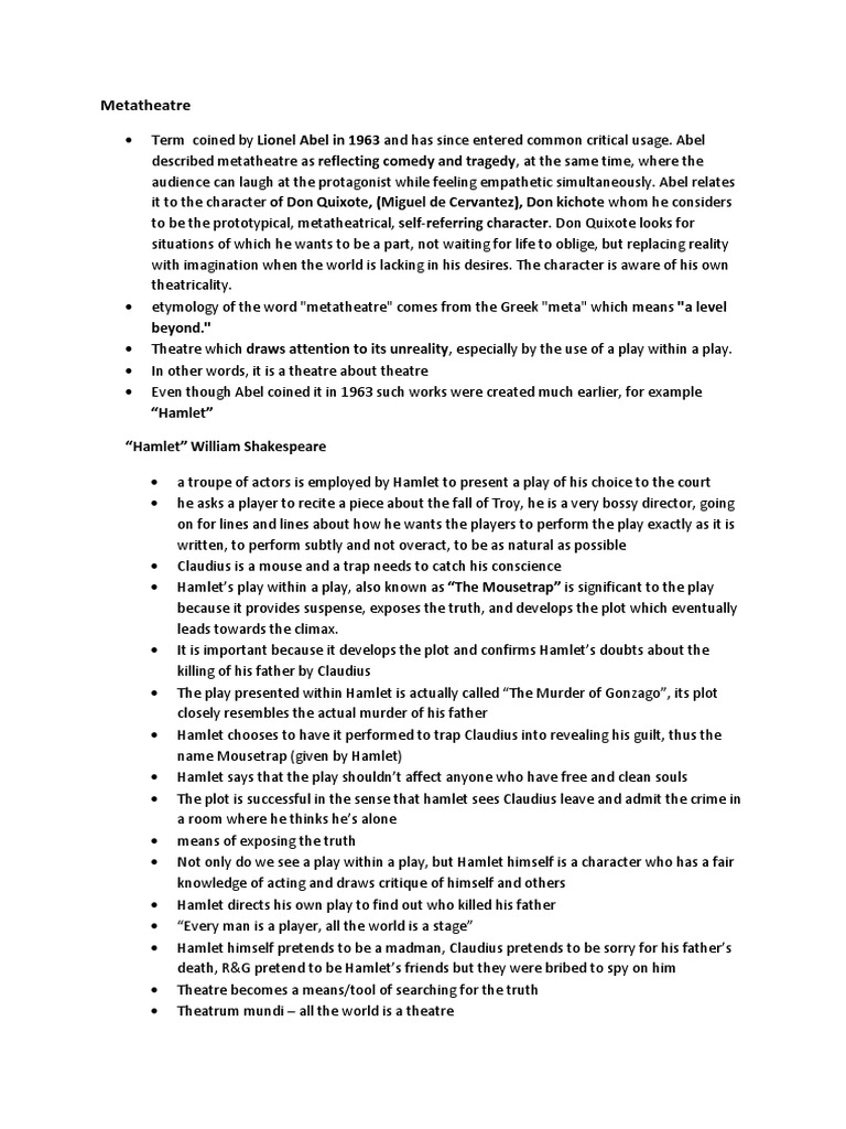 Understanding Metatheatre in Hamlet | PDF