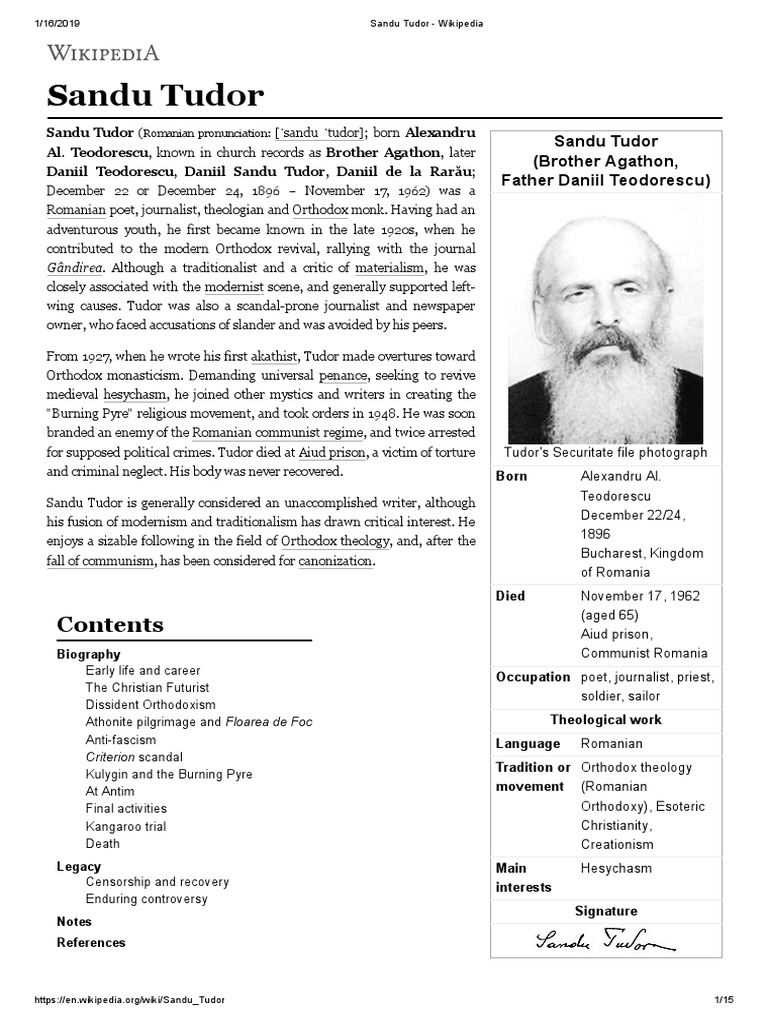 Father Daniil Sandu Tudor | PDF