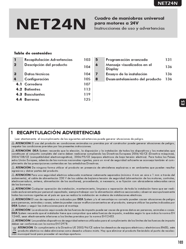 MANUAL CUADRO Net24N WEB PDF | PDF | Residuos | Memoria