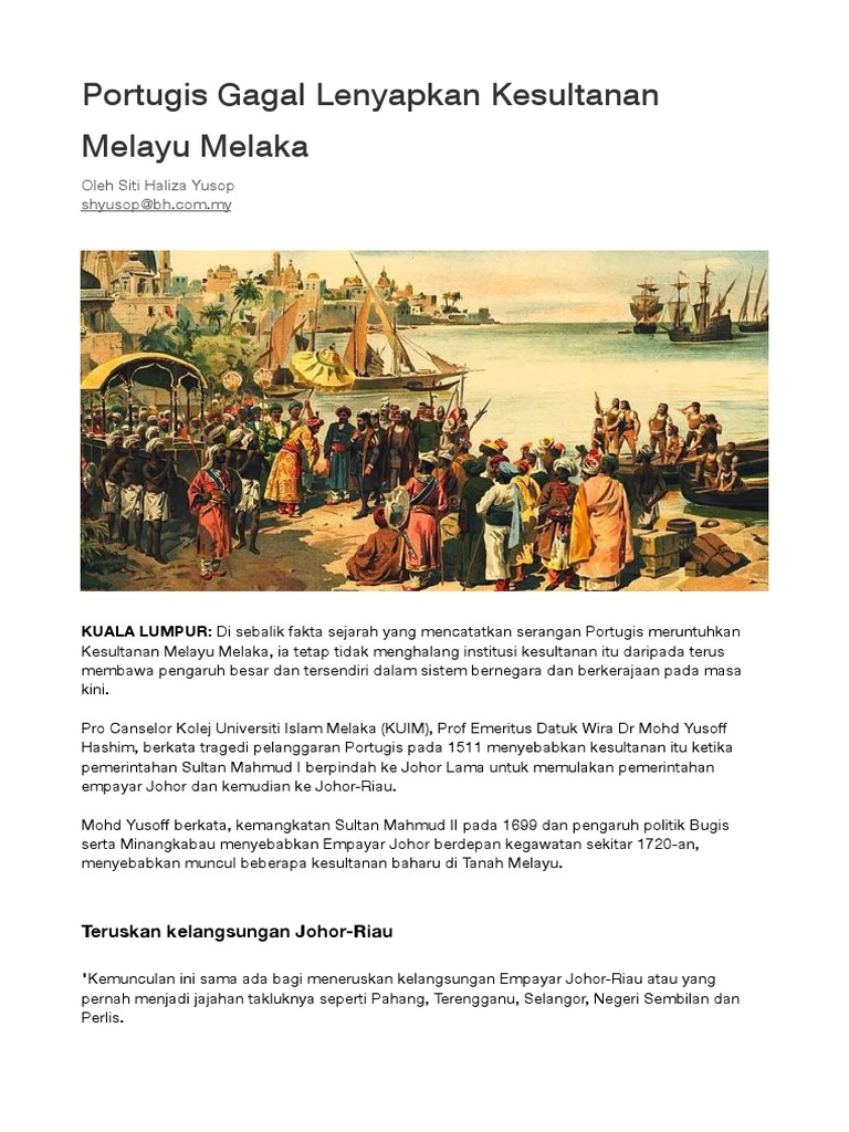 Portugis Gagal Lenyapkan Kesultanan Melayu Melaka | PDF