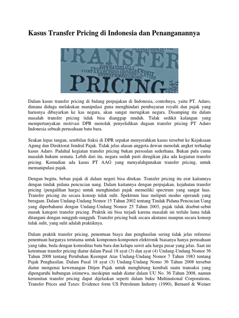 Kasus Transfer Pricing Di Indonesia Dan Penanganannya | PDF