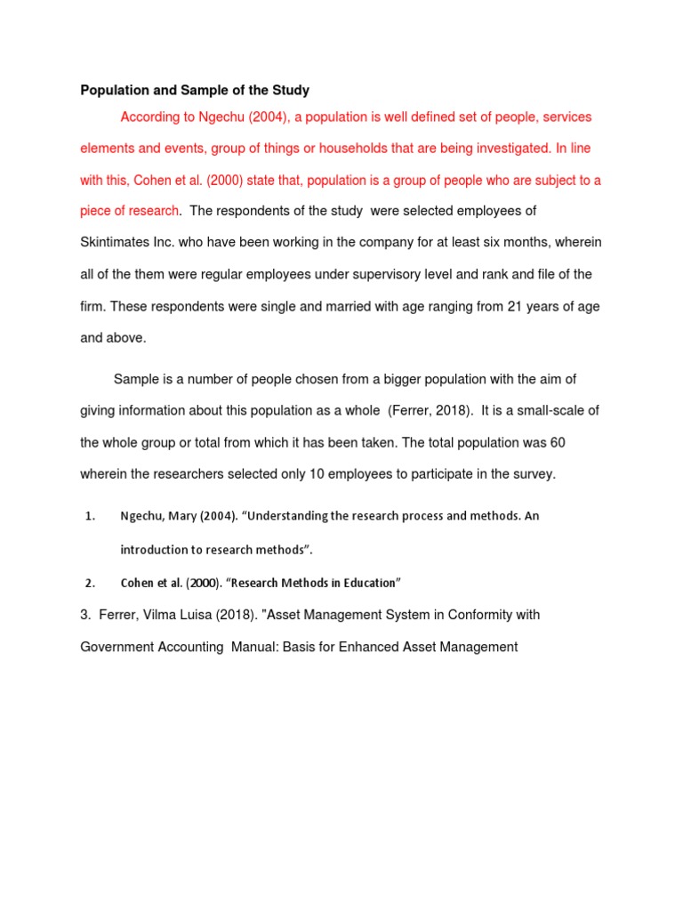 Population and Sample of The Study | PDF