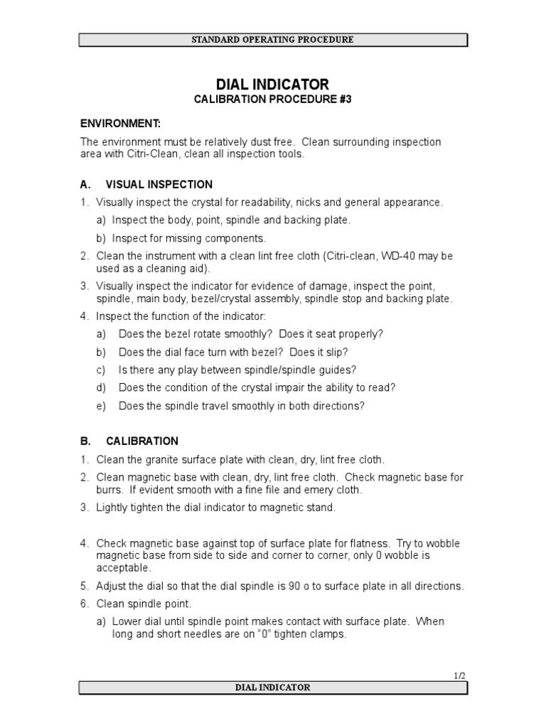 Dial Indicator | PDF | Calibration | Tools
